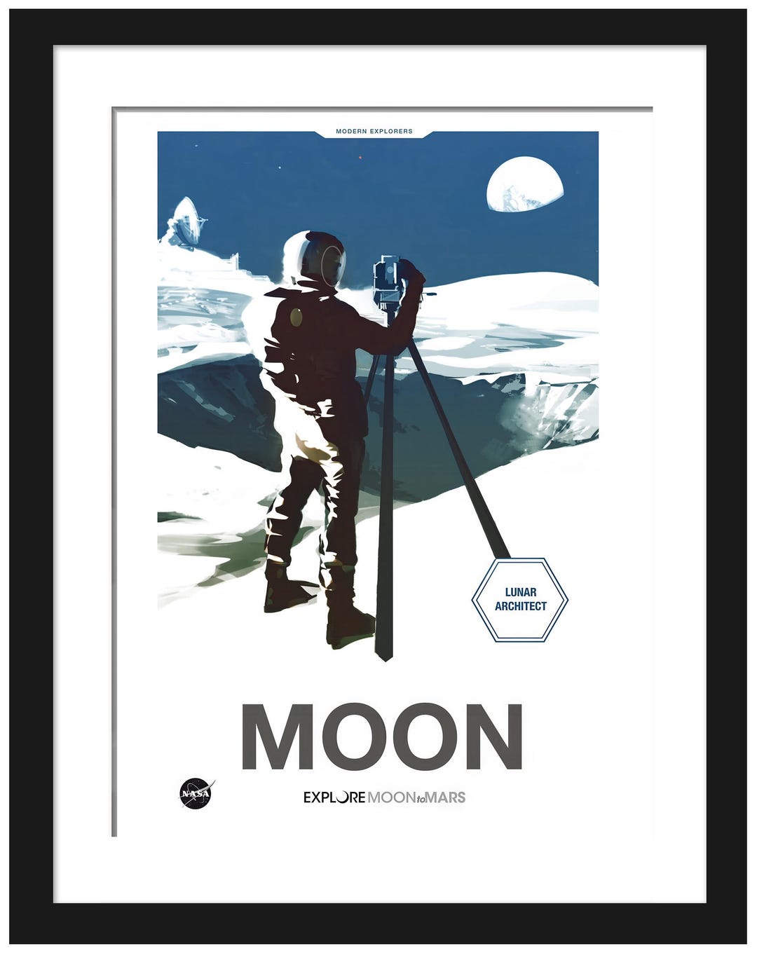 Lunar Architect Poster | Reproduction of Moon Exploration Art | Gift ...