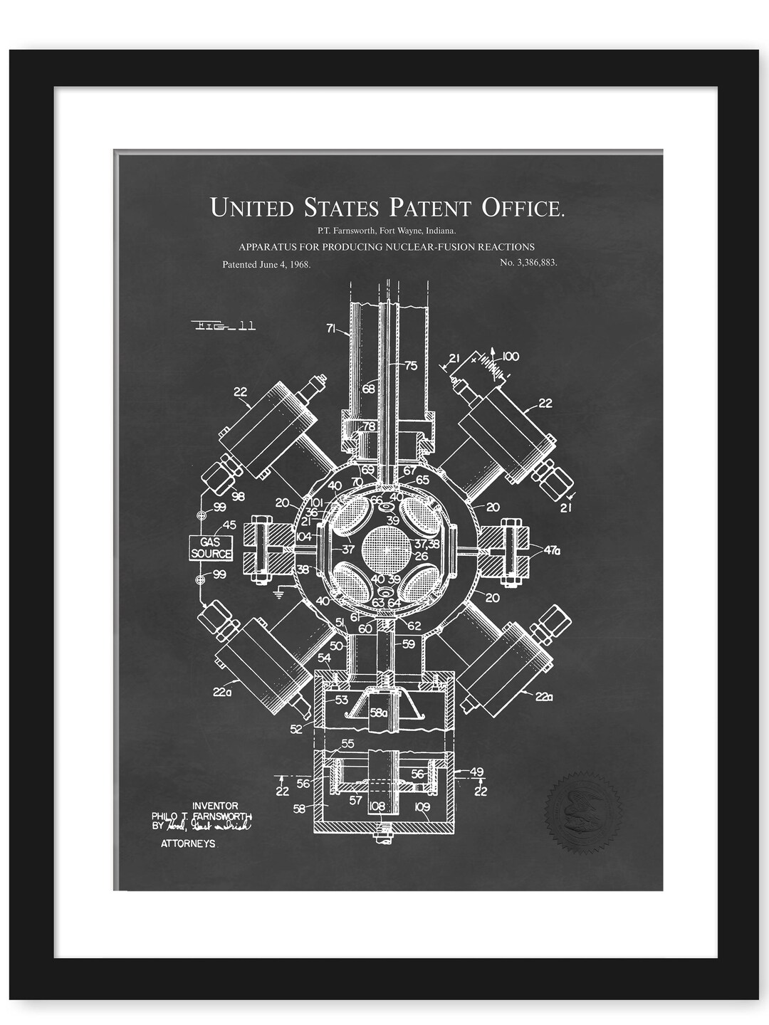 Nuclear Reactor Design Print | 1968 P. T. Farnsworth Nuclear Fusion ...
