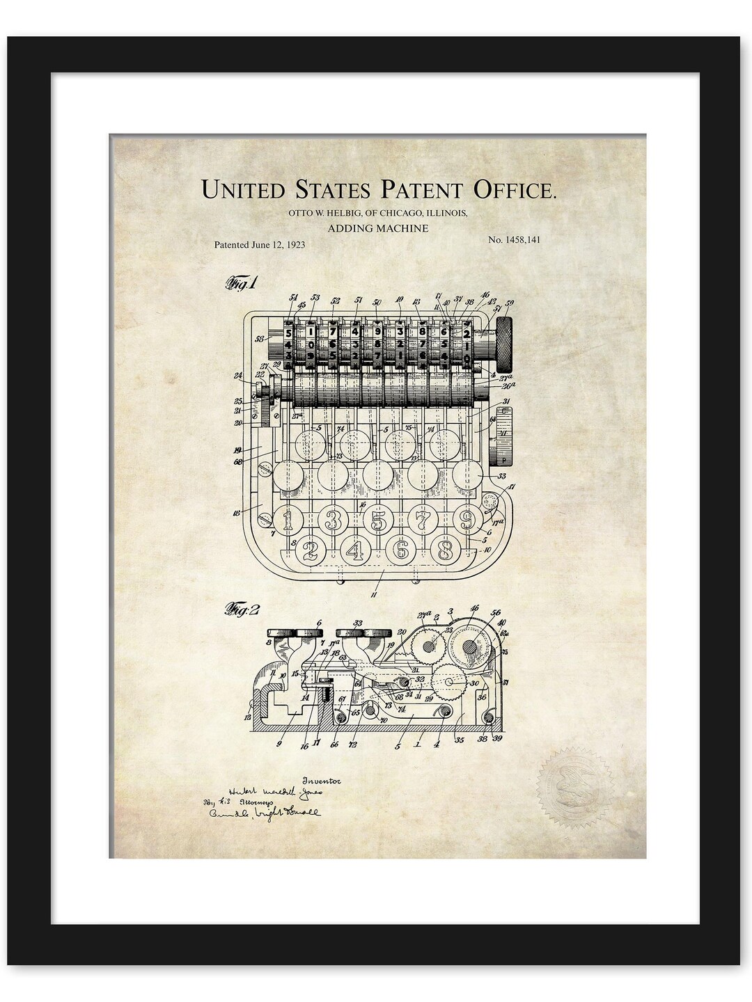 Vintage Office Decor | 1912 Adding Machine Patent | Gift for ...