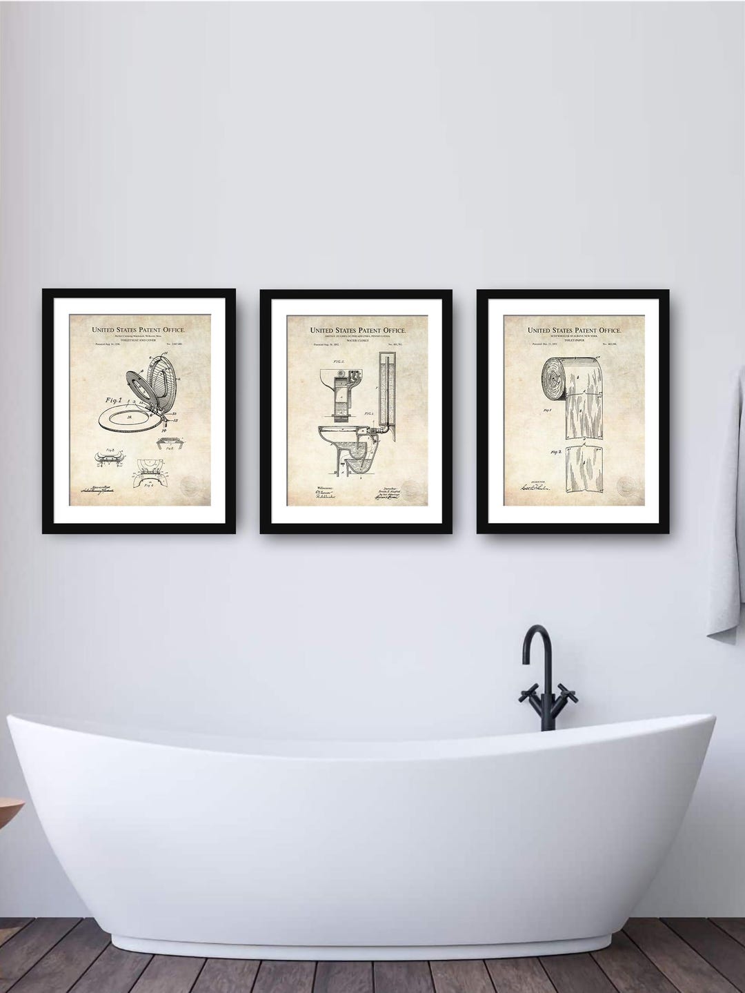 Vintage Bathroom Patents | 1891 Toilet Paper, 1892 Water Closet, 1936 ...