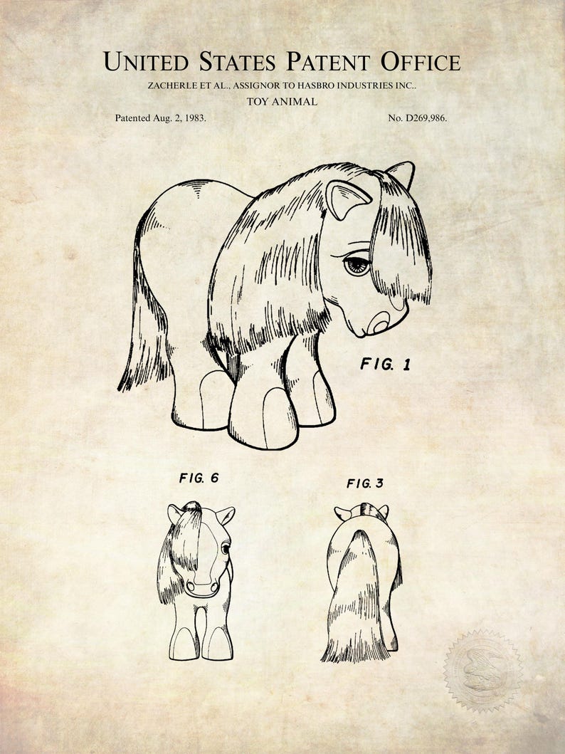 Classic 80's Animated Pony | 1983 Toy Pony Patent | Nostalgic Gift for ...