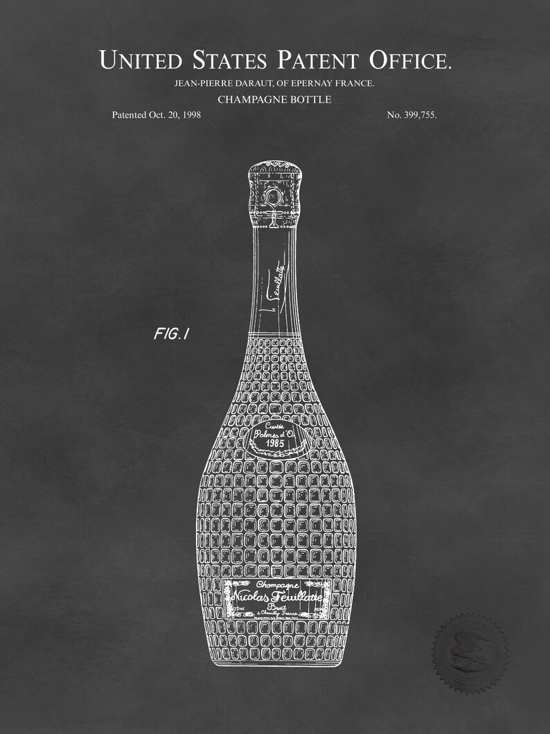 Champagne Bottle Design | 1998 Champagne Bottle Patent | Bar & Kitchen ...