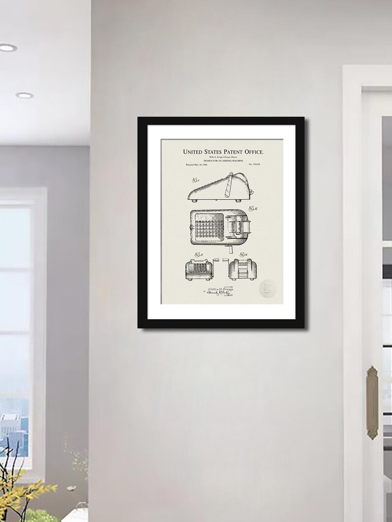 Vintage Adding Machine Patent | 1940 Office Decor Print | Accountant ...