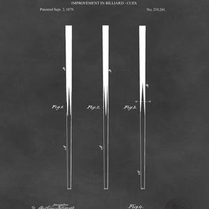 Vintage Billiard Table Print Set | 1873 Pool Table, 1879 Cue Stick ...