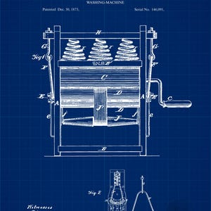 Early Laundry Room Decor | 1873 Washing Machine Patent | Vintage ...