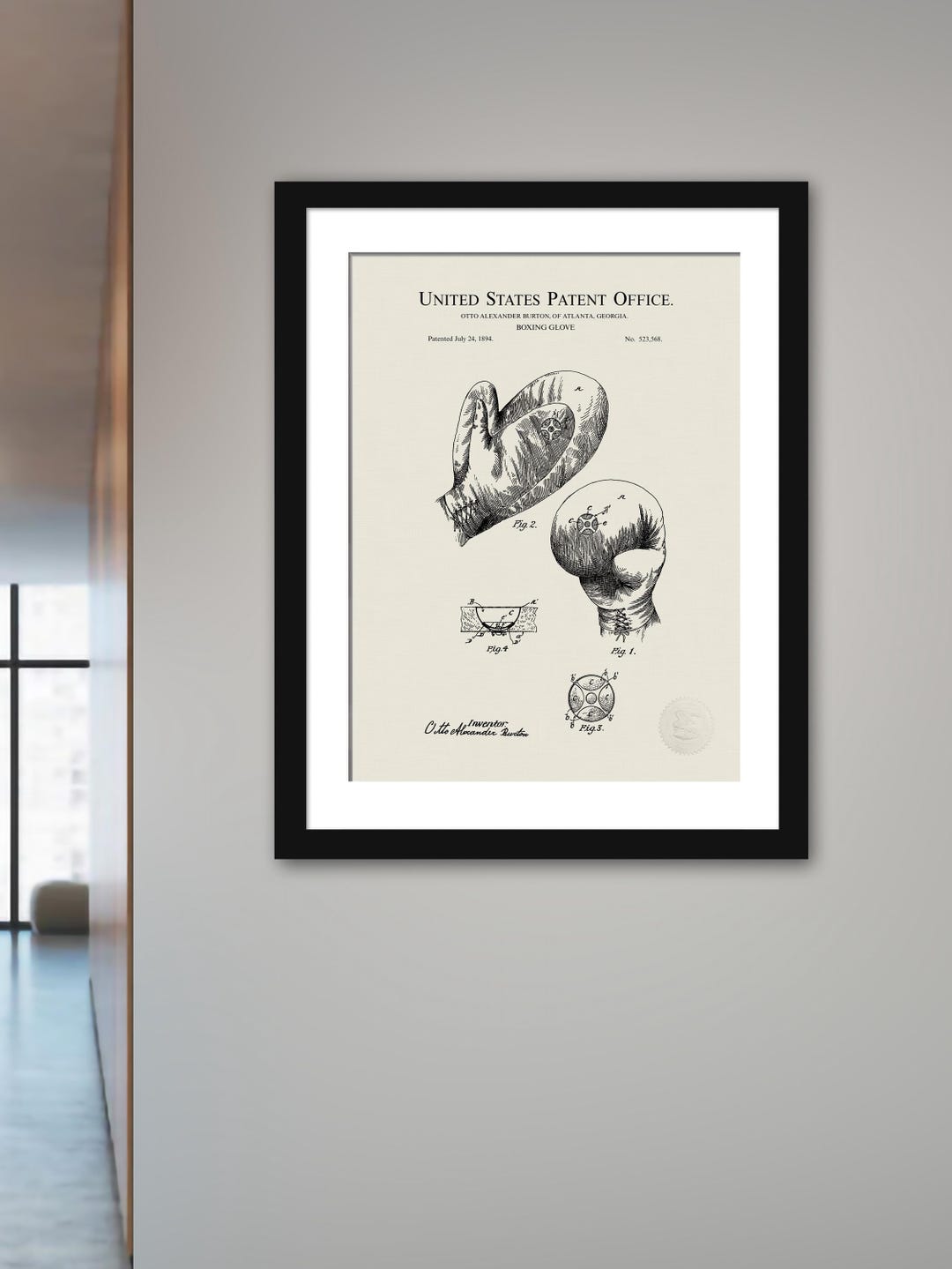 Vintage Boxing Glove Print | 1894 Boxing Equipment Patent | Gift for ...