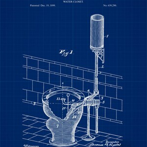Antique Toilet Art | 1899 Water Closet Patent | Unique Bathroom Decor ...