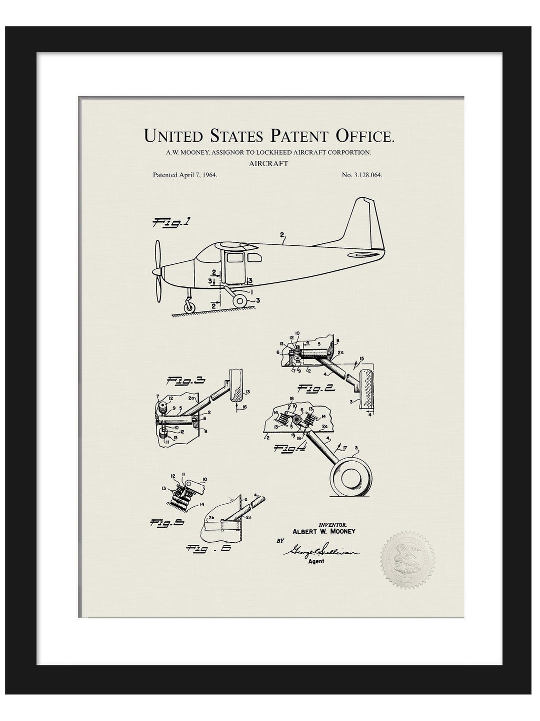 Aircraft Patent Design | 1964 A.W. Mooney for Lockheed Aircraft Patent ...