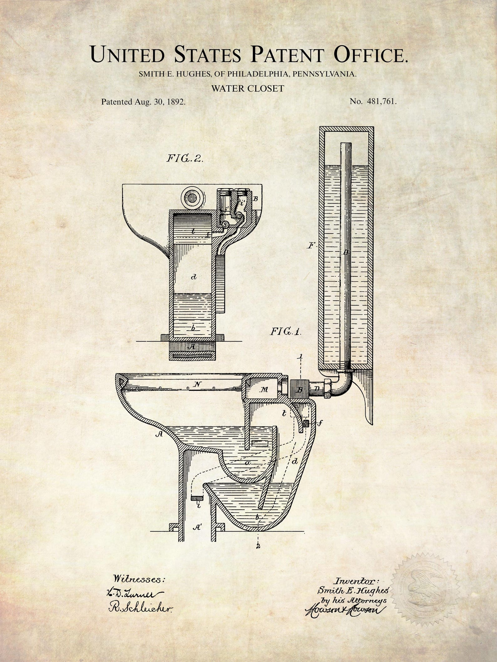 Vintage Bathroom Art Set | 1891 Toilet Paper & 1892 Water Closet ...