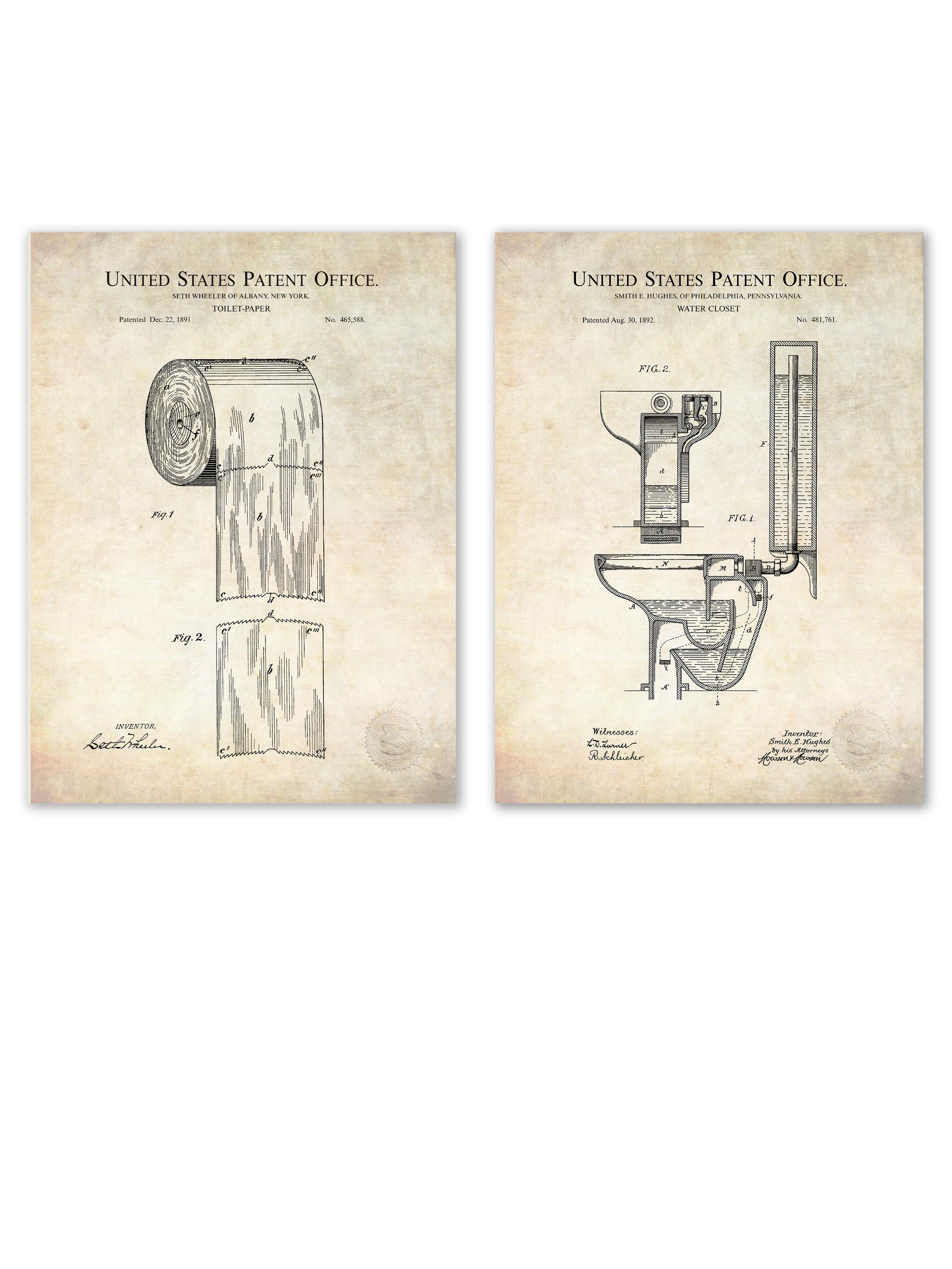 Vintage Bathroom Art Set | 1891 Toilet Paper & 1892 Water Closet ...
