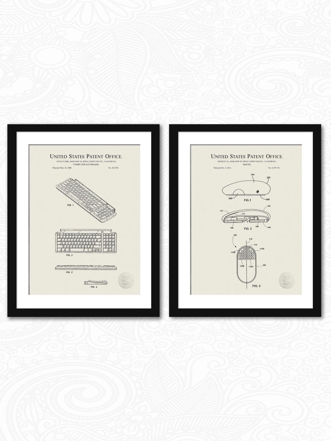 Keyboard and Mouse Patent Set | 2000 and 2012 Apple Accessory Patent ...