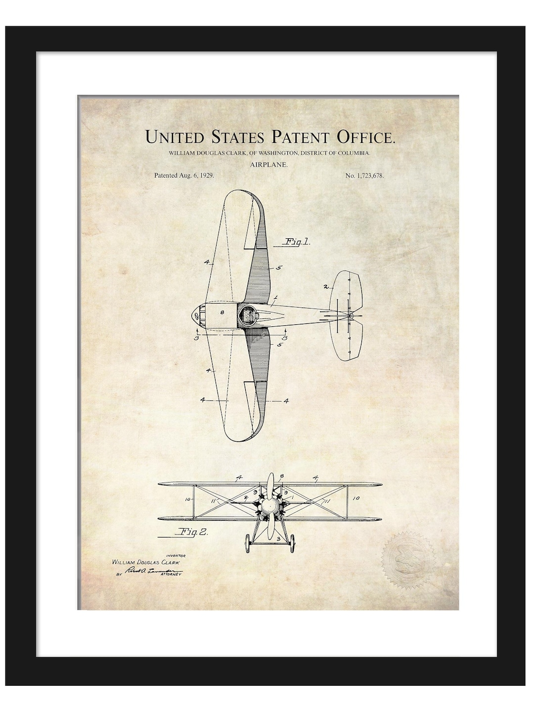 Flying Ace Decor | 1929 Bi-plane Patent | Perfect Gift for Aviation ...