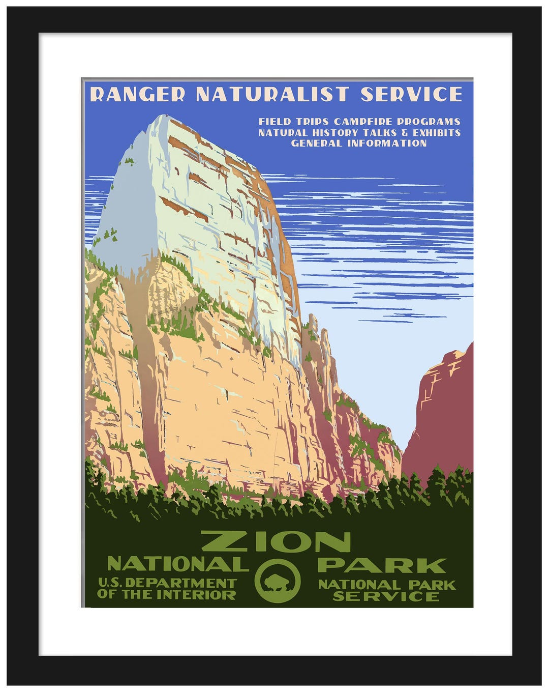 Vintage Zion National Park Travel Art | Reproduction of 1938 Classic ...