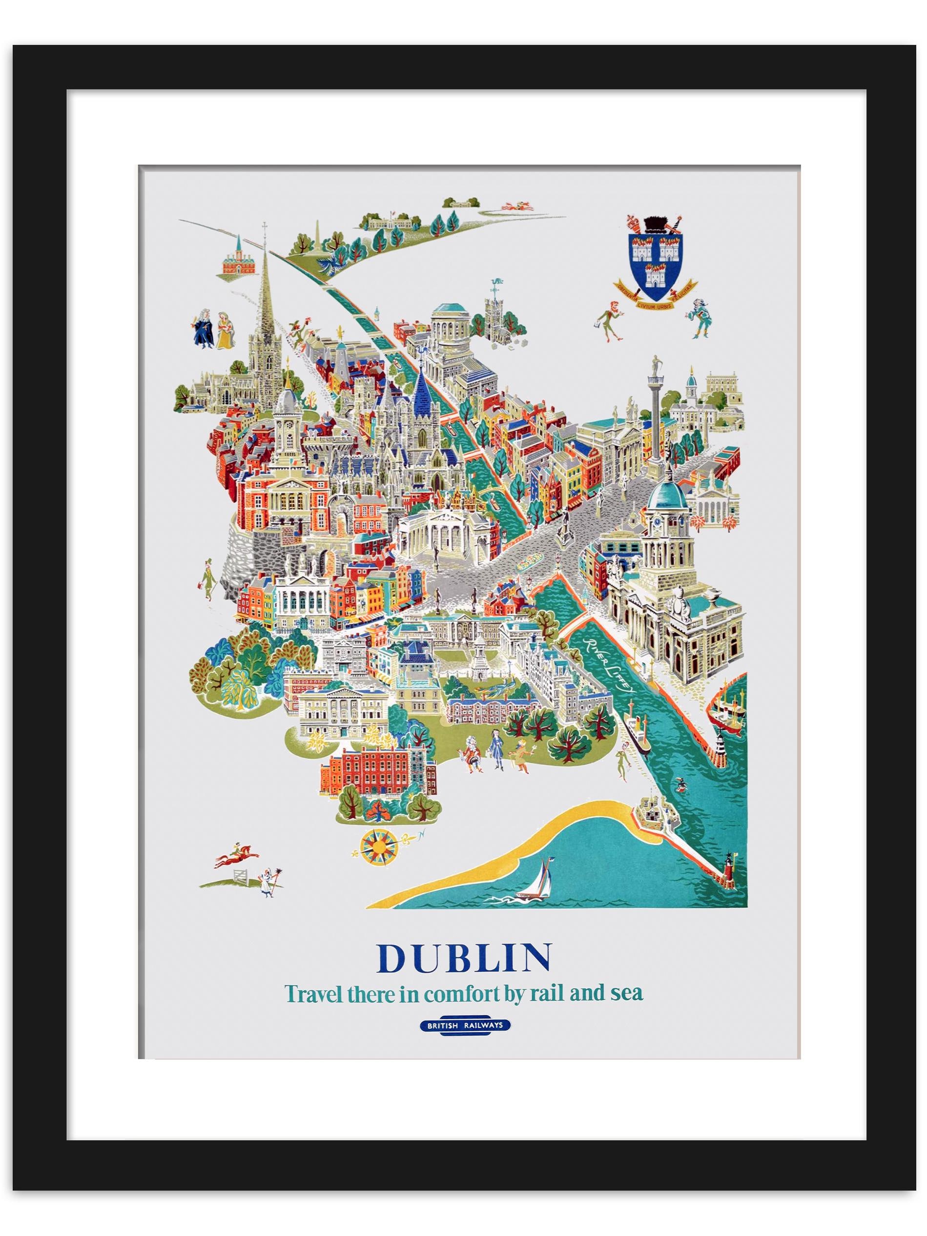 Dublin Historic Charm | Vintage Dublin Ireland Architecture Map 1952 ...