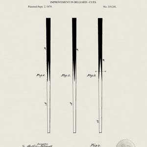 Vintage Billiard Decor | 1873-1879 Pool Table, Cue, Rack Patents | Game ...