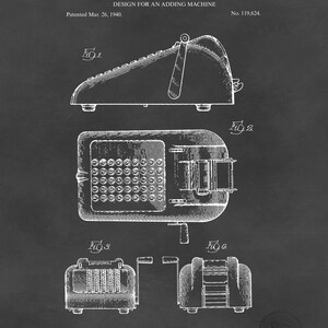 Vintage Adding Machine Patent | 1940 Office Decor Print | Accountant ...