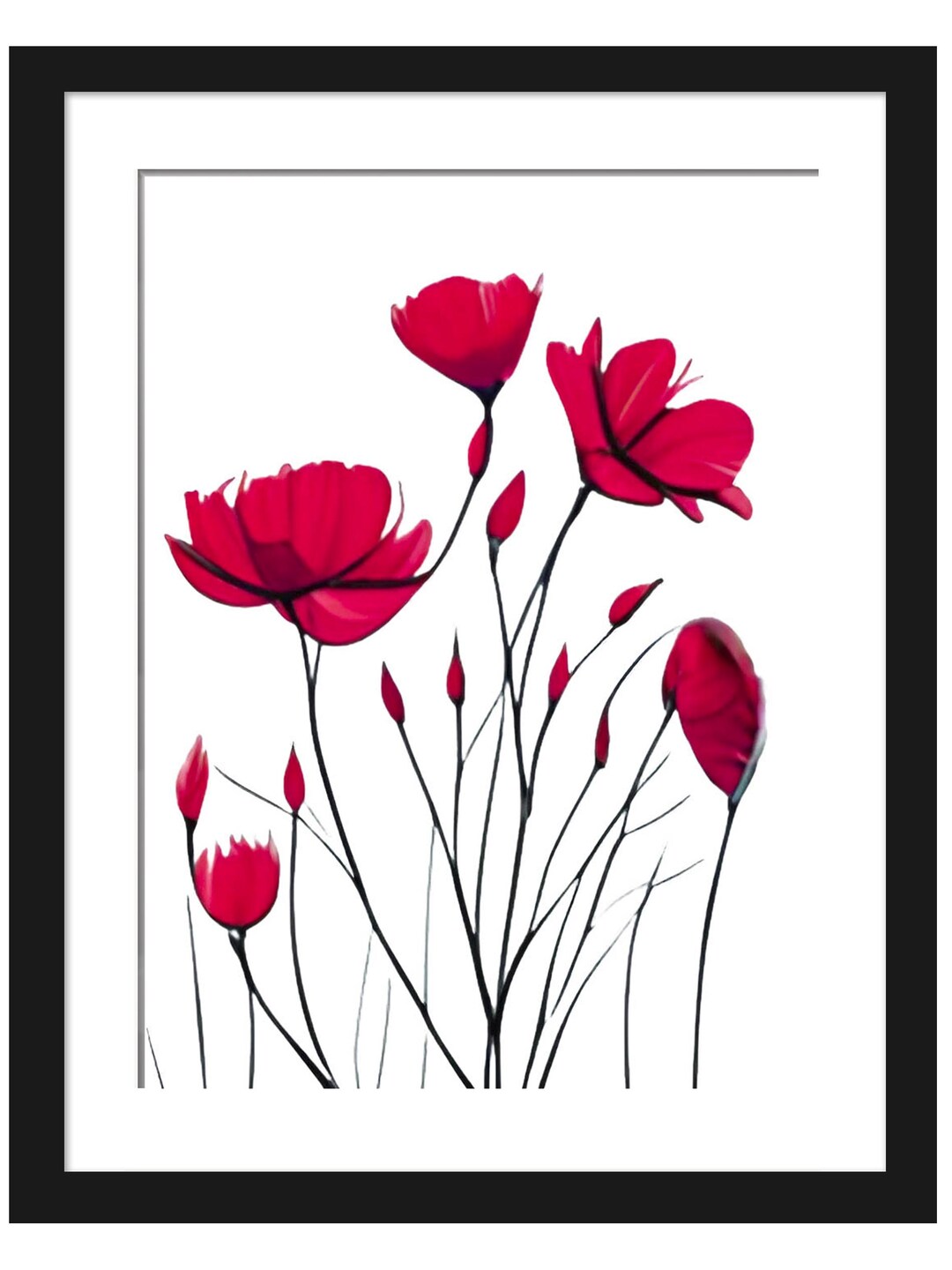 Modern Floral Art | Vibrant Red Flower Bouquet | Gift for Nature Lovers ...