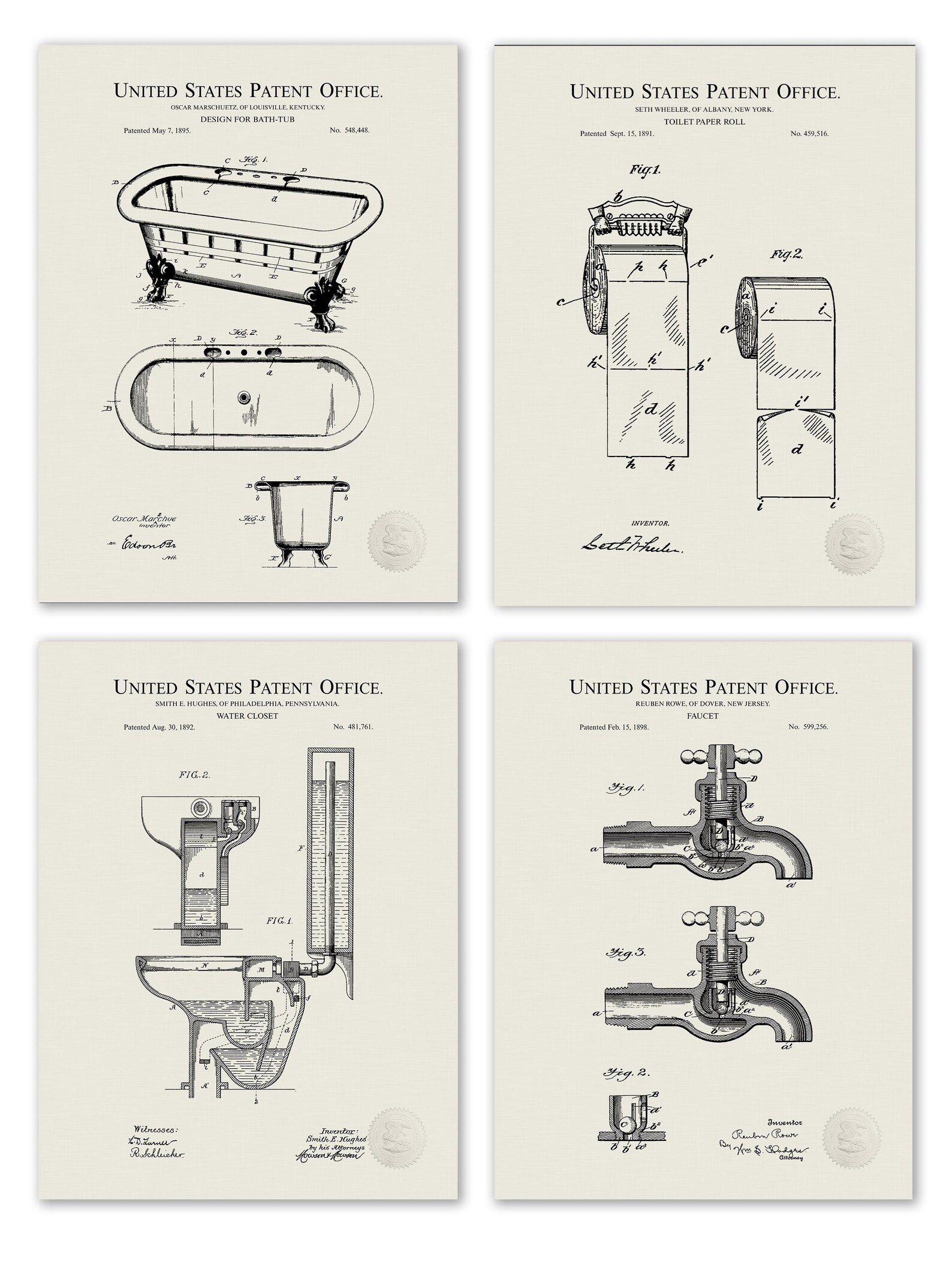 Vintage Bathroom Decor | 1891 Toilet Paper Roll, 1892 Water Closet ...