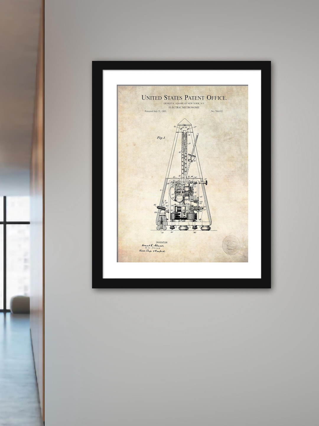 Vintage Metronome Print | 1903 Electric Metronome Patent | Unique Gift ...