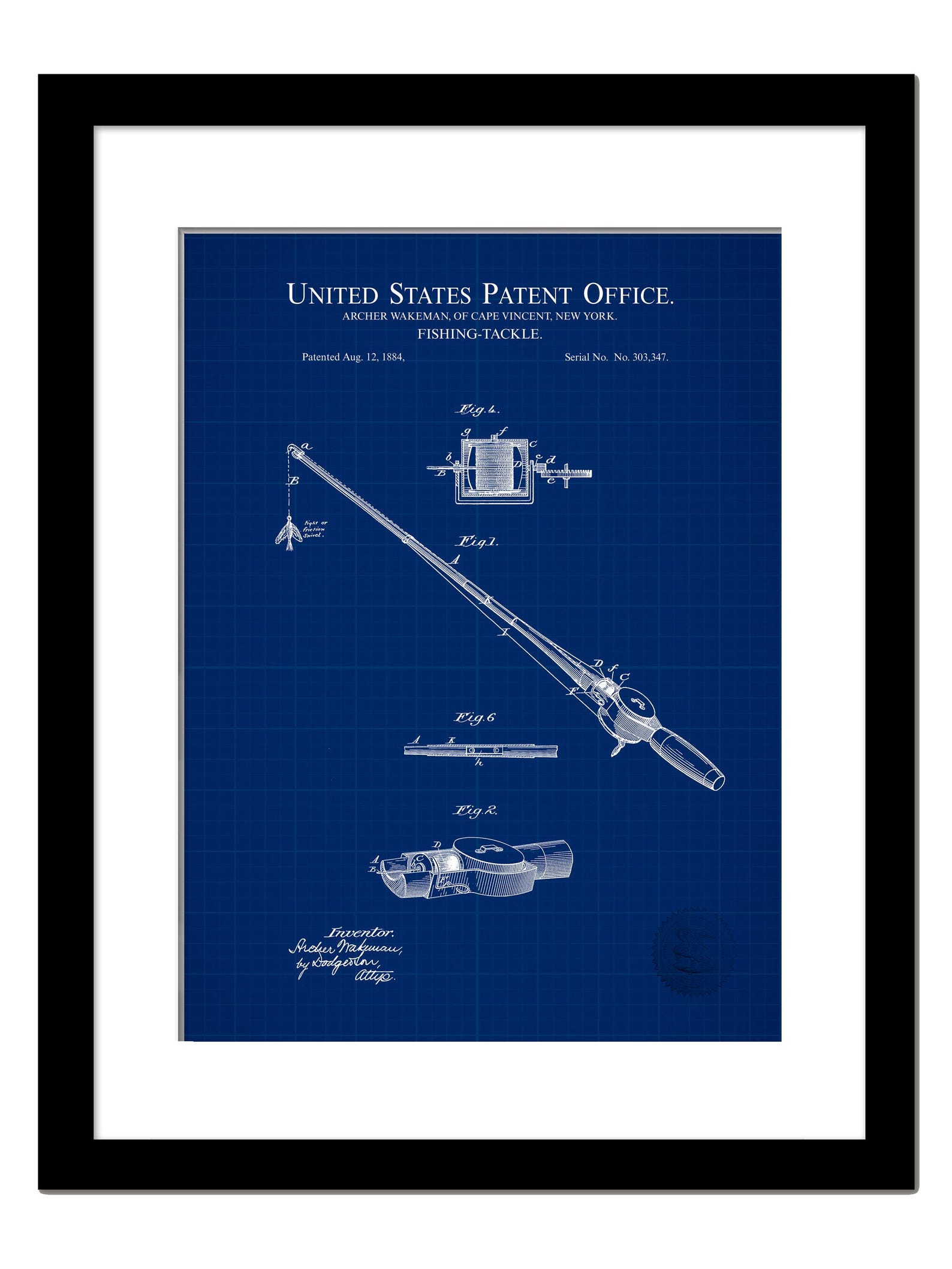 1884 Fishing Tackle Patent | Wall Art Print | Vintage Angler Decor ...