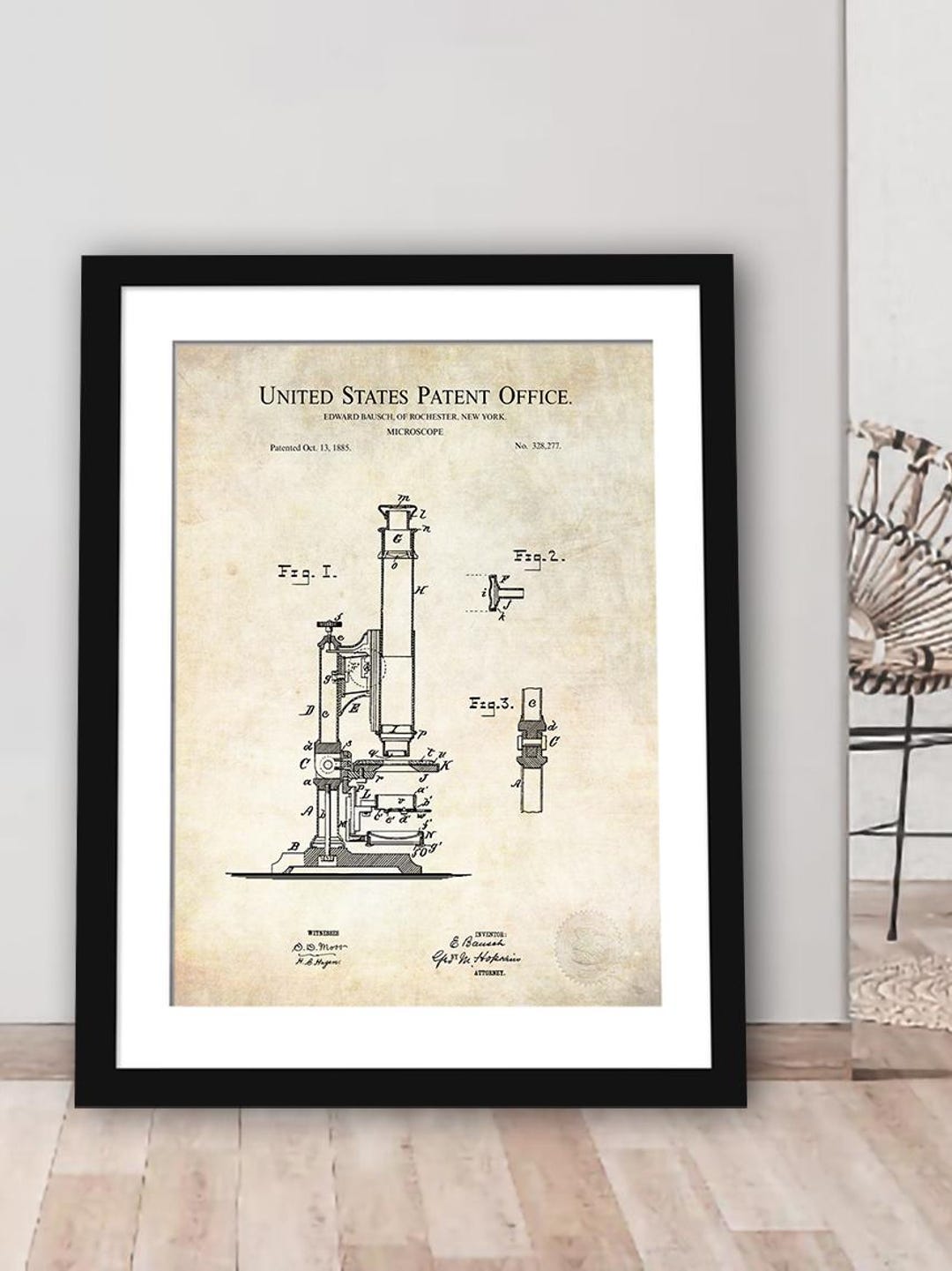 Vintage Microscope Art | 1885 Microscope Patent | Perfect Gift for ...