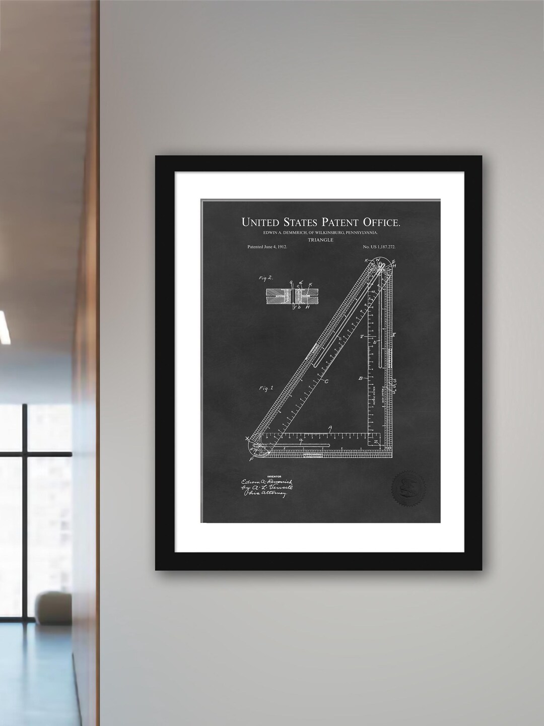 Engineer Wall Art | 1912 Triangle Patent | Gift for Architects ...