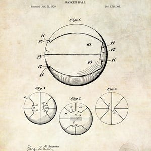 Game Ball Print Collection | 1928-1939 Basketball, Football, and ...