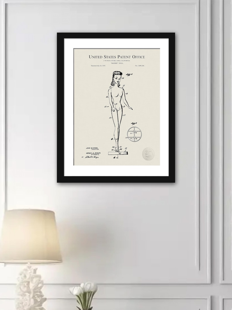 Iconic Fashion Doll Design Print of 1959 Doll Construction Patent Retro ...