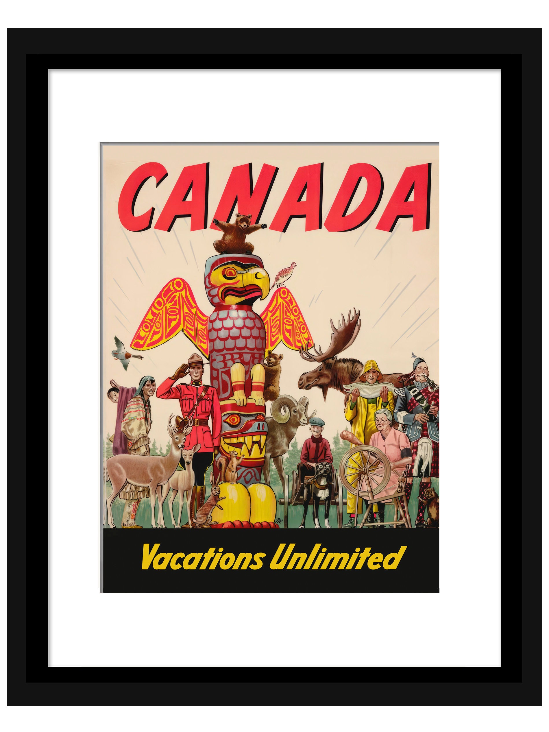 Canadian Iconic Symbols Travel Art | Reproduction of 1947 Canada ...
