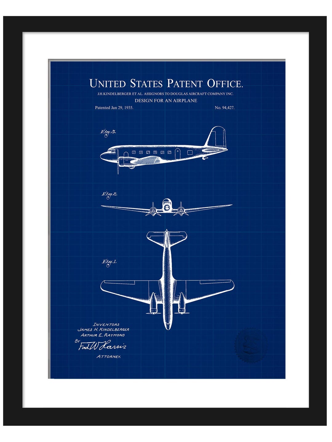 Iconic DC-3 Airplane Design | 1935 Patent Douglas Aircraft Patent ...