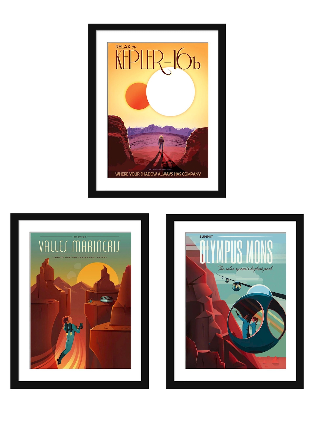 Exoplanet Travel Poster Set | Reproduction of Vintage Space Art | Sci ...
