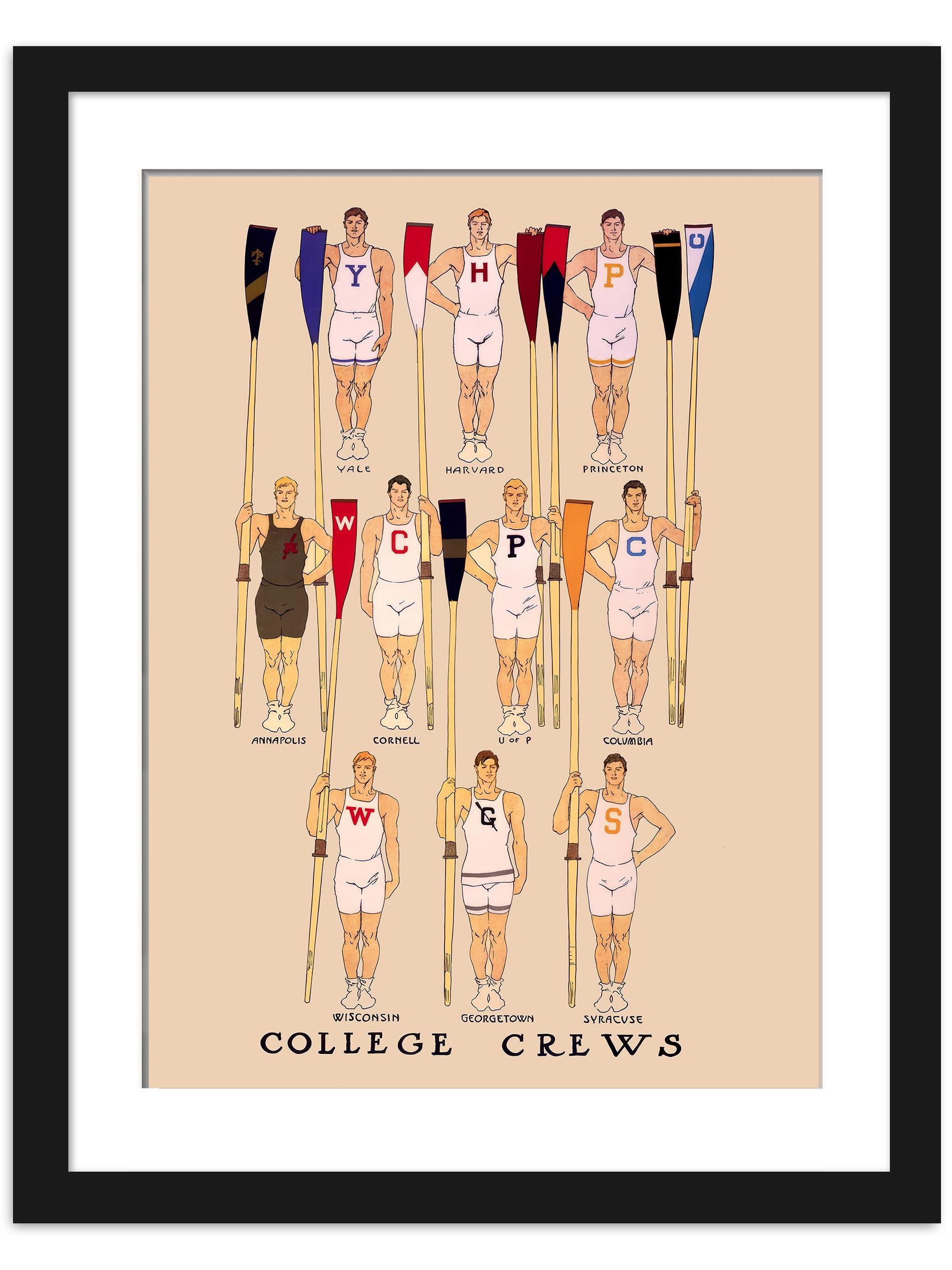 Vintage Rowing Collegiate Art | Reproduction of 1910 Rowing Crews ...
