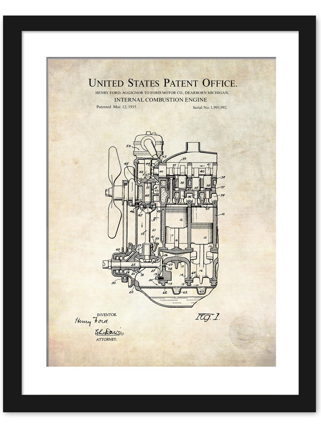 Vintage Engine Decor | 1935 Henry Ford Internal Combustion Engine ...