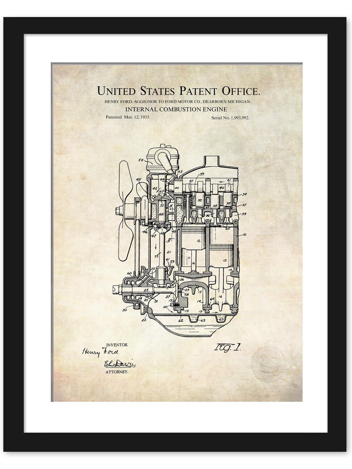 Vintage Engine Decor | 1935 Henry Ford Internal Combustion Engine ...