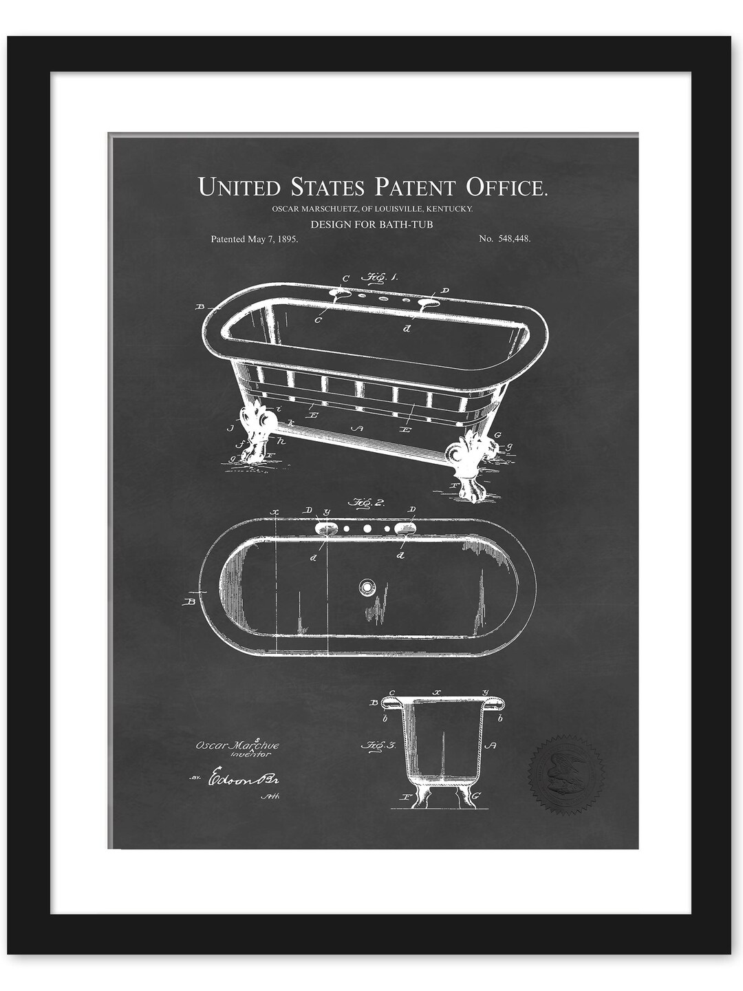 Vintage Bathroom Decor | 1895 Clawfoot Bathtub Patent | Antique Bath ...