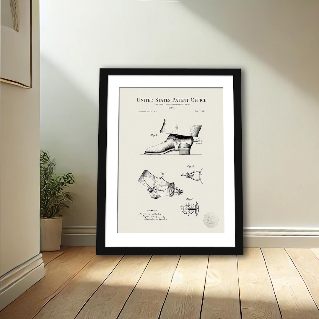 Classic Cowboy Print | 1877 Western Boot Spur Design | Cowboy Decor for ...