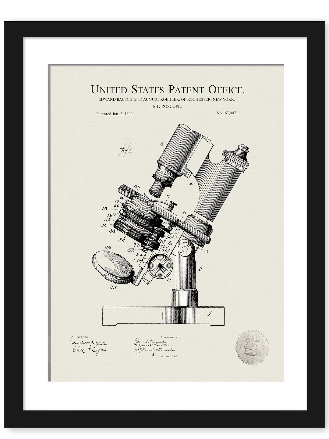 Vintage Science Lab Decor | 1899 Microscope Patent | Scientist Gift ...
