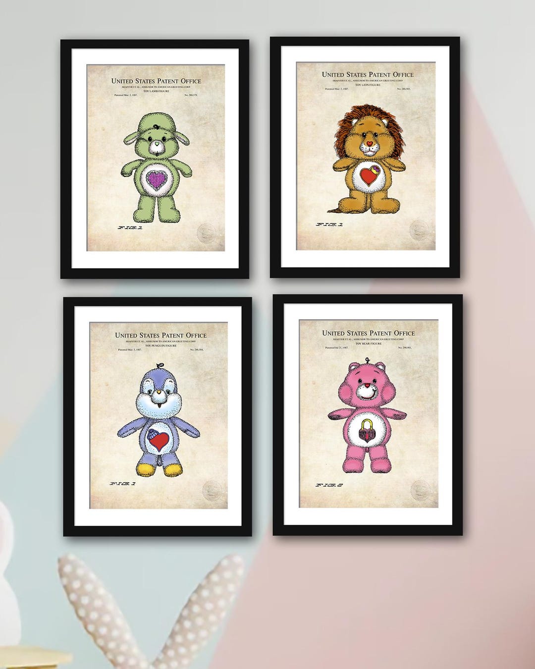 Classic 80's Animation Figures | Set of 4 | Prints of 1987 Toy Patent ...