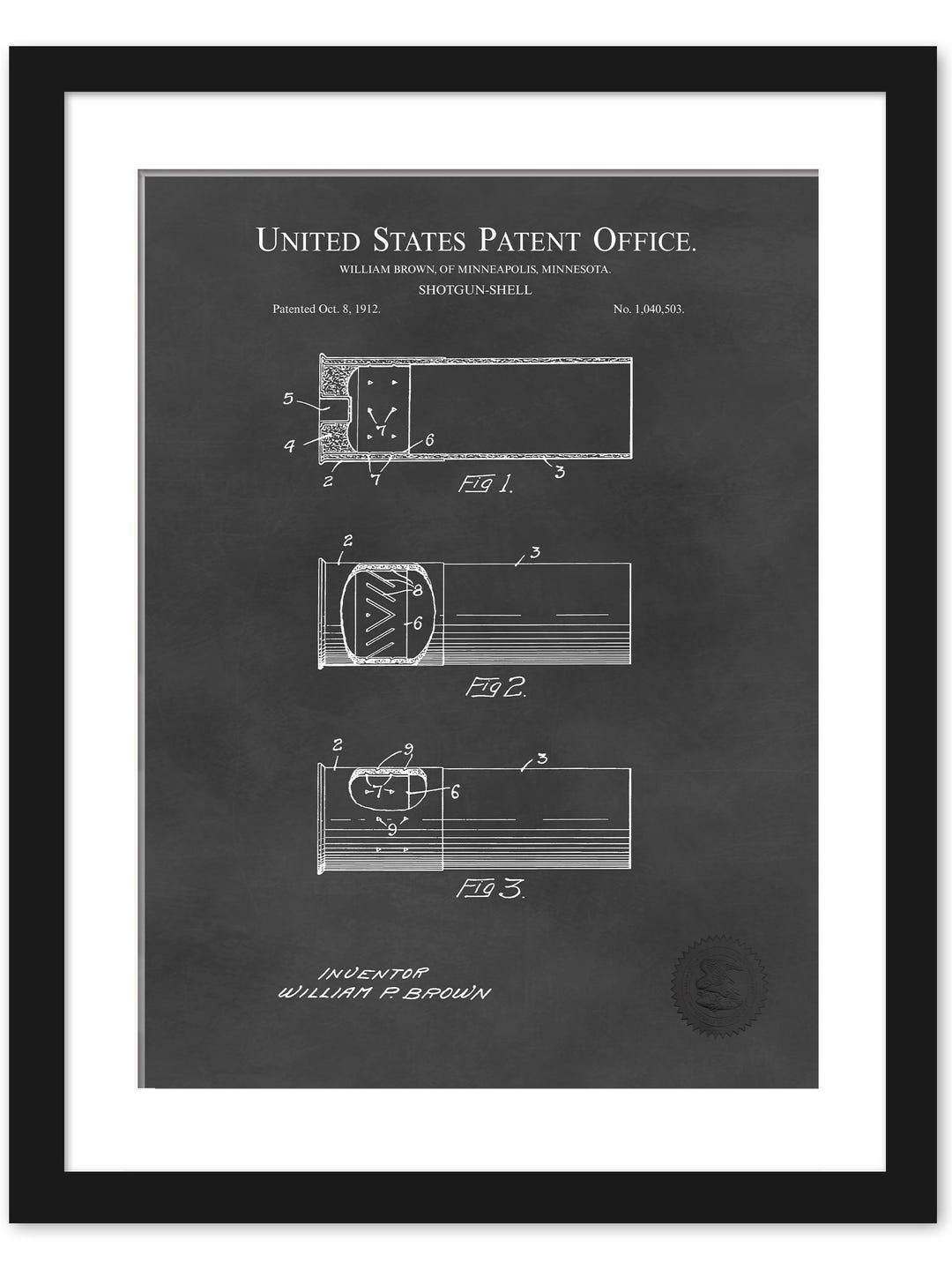 Vintage Firearm Art | 1912 Shotgun Shell Design Patent Print | Gift for ...