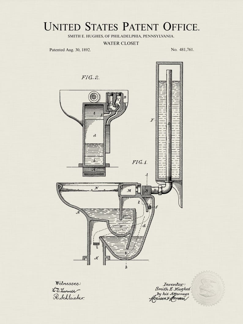 Vintage Bathroom Decor | 1891 Toilet Paper Roll, 1892 Water Closet ...