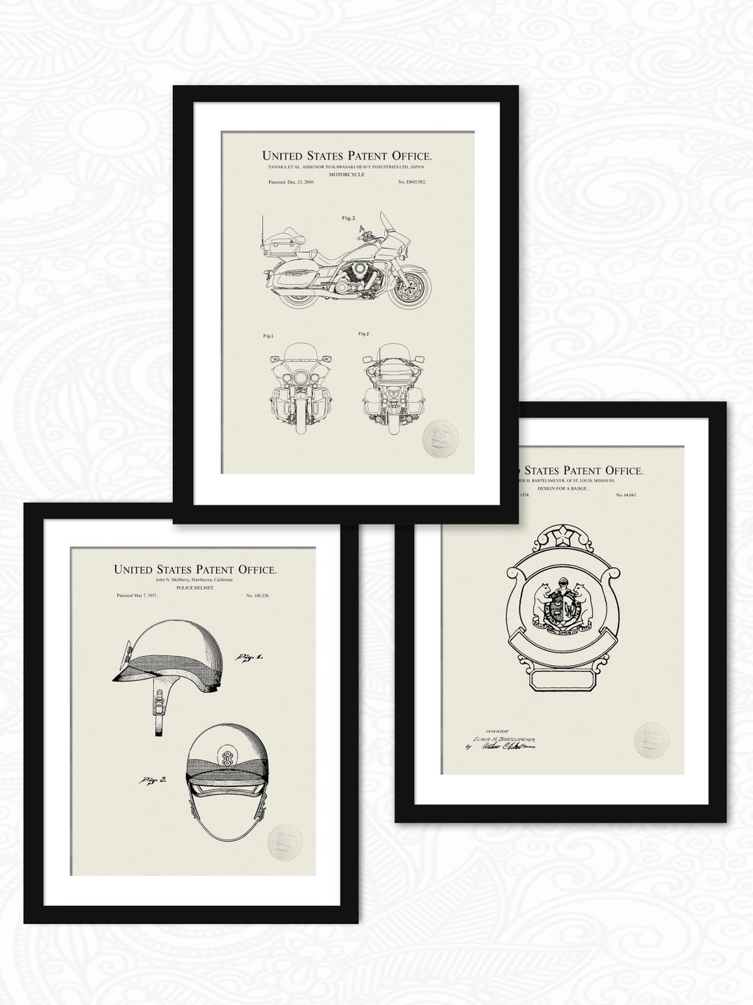 Motorcycle Police Collection | Vintage Motorcycle, Helmet & Badge ...