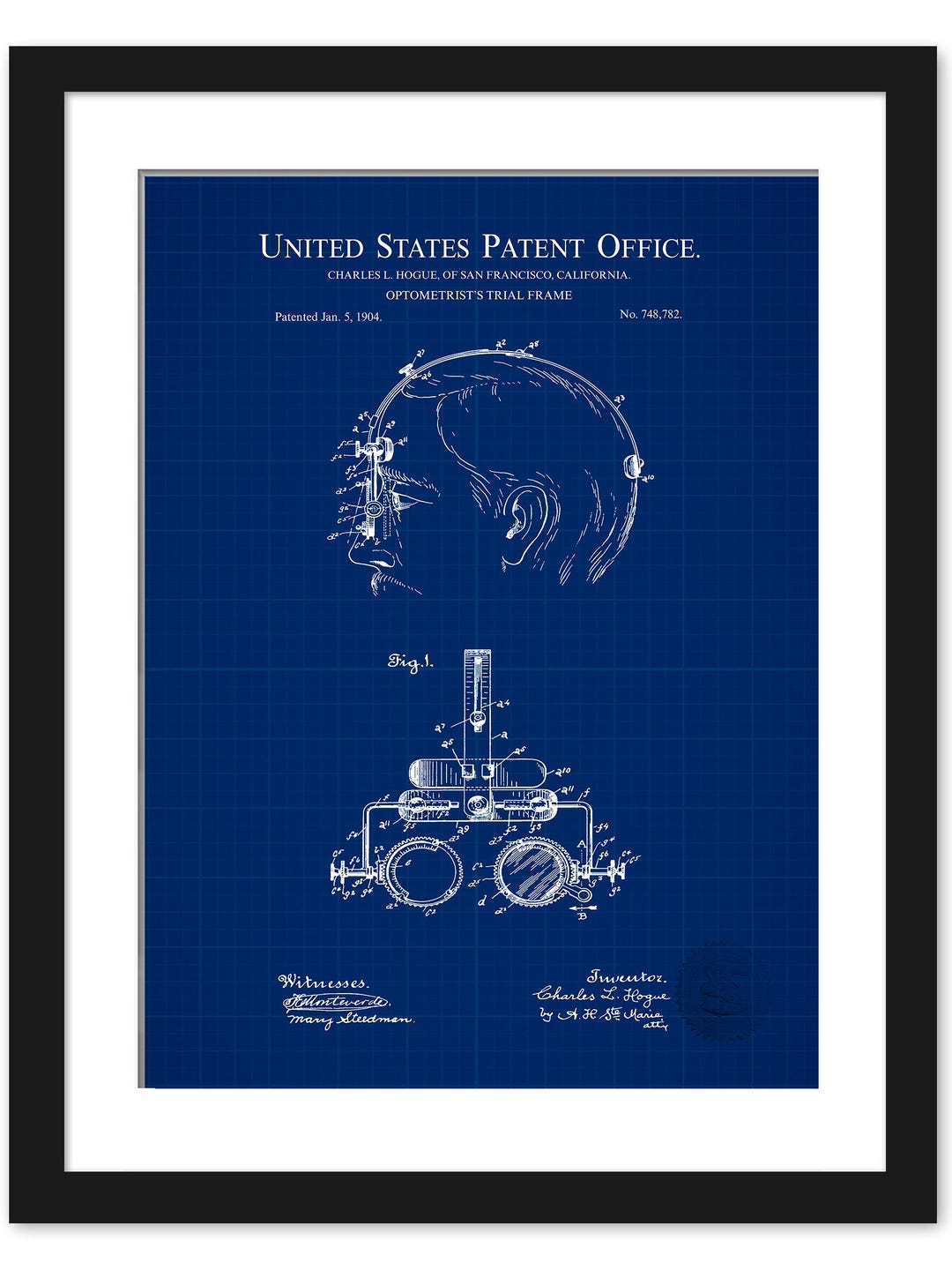 Vintage Optometrist Work | 1904 Trial Frame Patent | Wall Art for ...