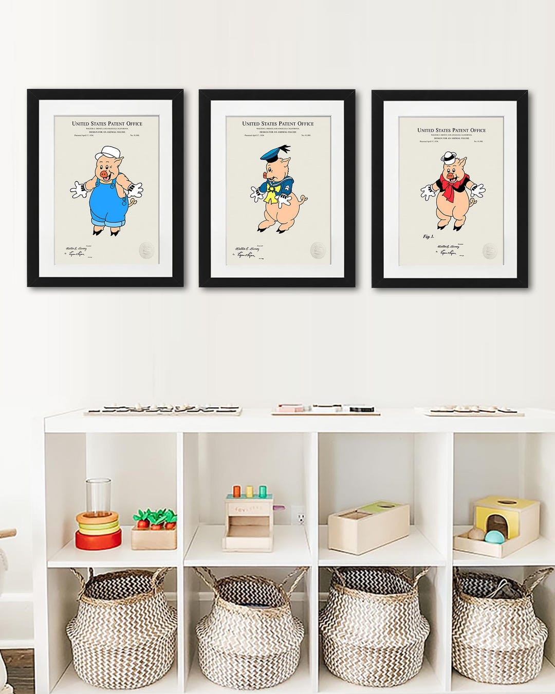 Classic Animated Pig Characters | 1934 Walter E. Disney Figure Patents ...