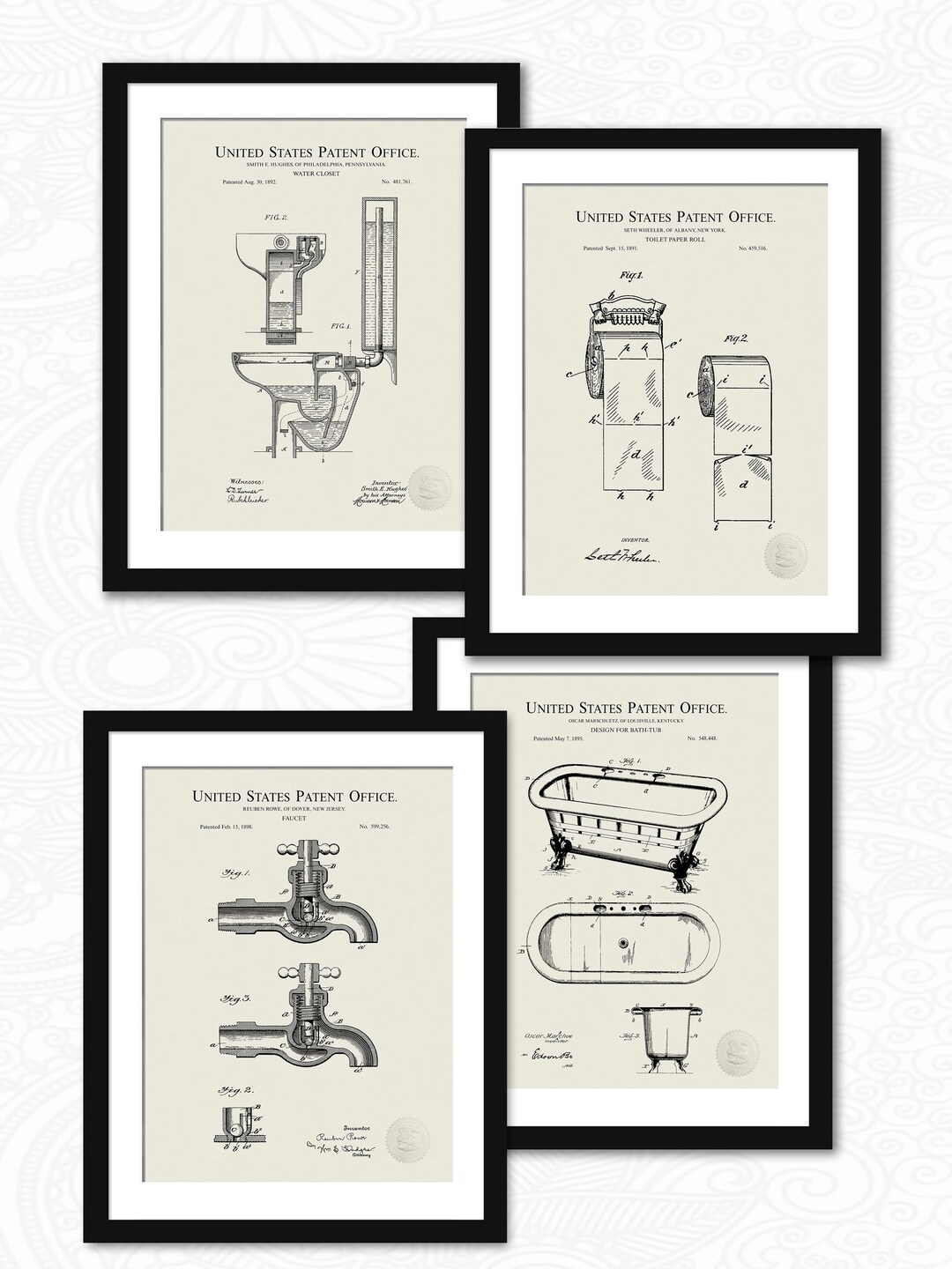 Vintage Bathroom Decor | 1891 Toilet Paper Roll, 1892 Water Closet ...