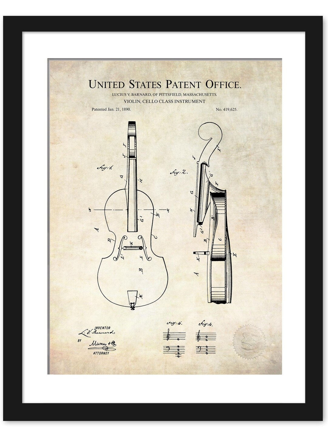 Vintage Cello Decor | 1890 Violin Cello Instrument Patent | Classic ...