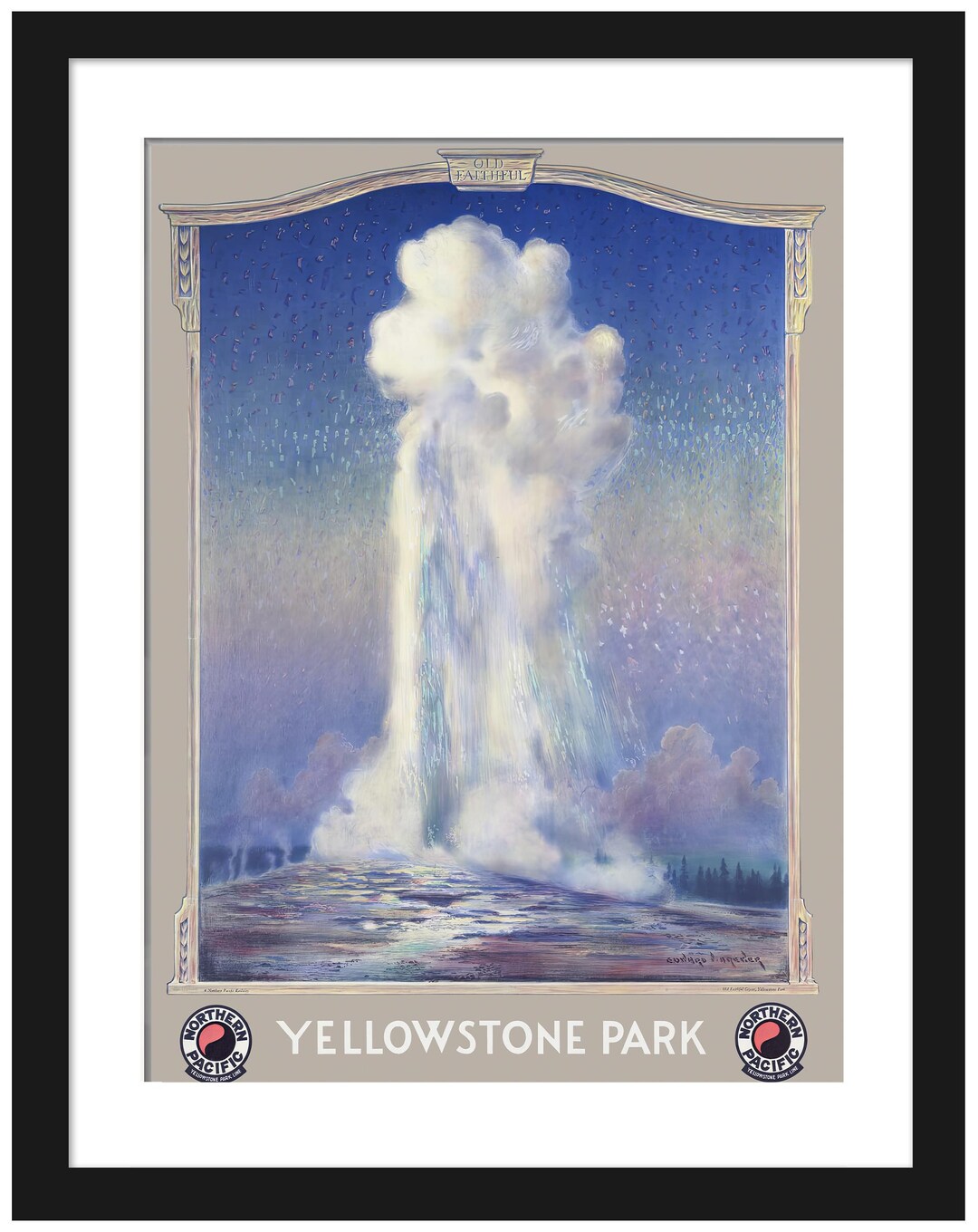 Vintage Old Faithful Geyser Poster | Reproduction of 1938 Iconic ...