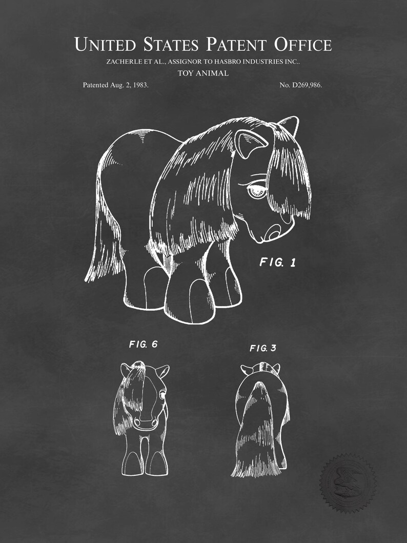 Classic 80's Animated Pony | 1983 Toy Pony Patent | Nostalgic Gift for ...