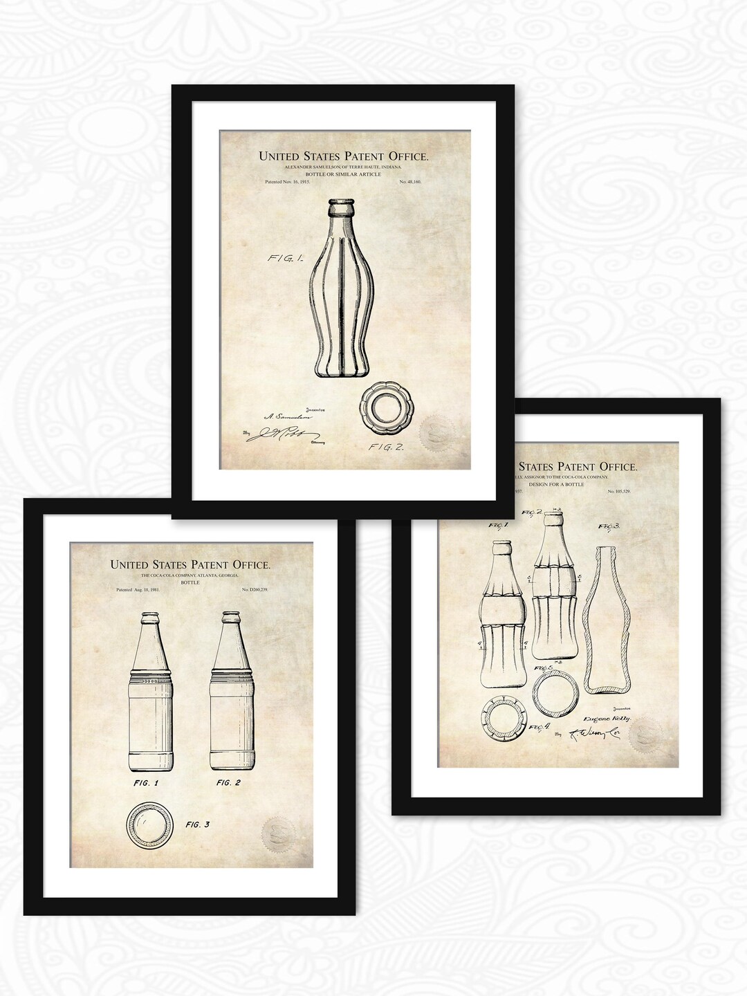 Retro Coca-cola Bottle Design Set | Prints of Vintage Coca-cola Bottle ...