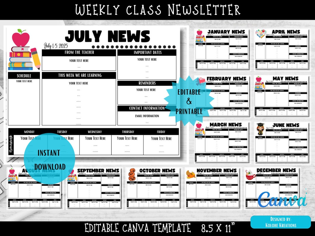 Weekly Student Planner: Editable Digital Download for Homework ...