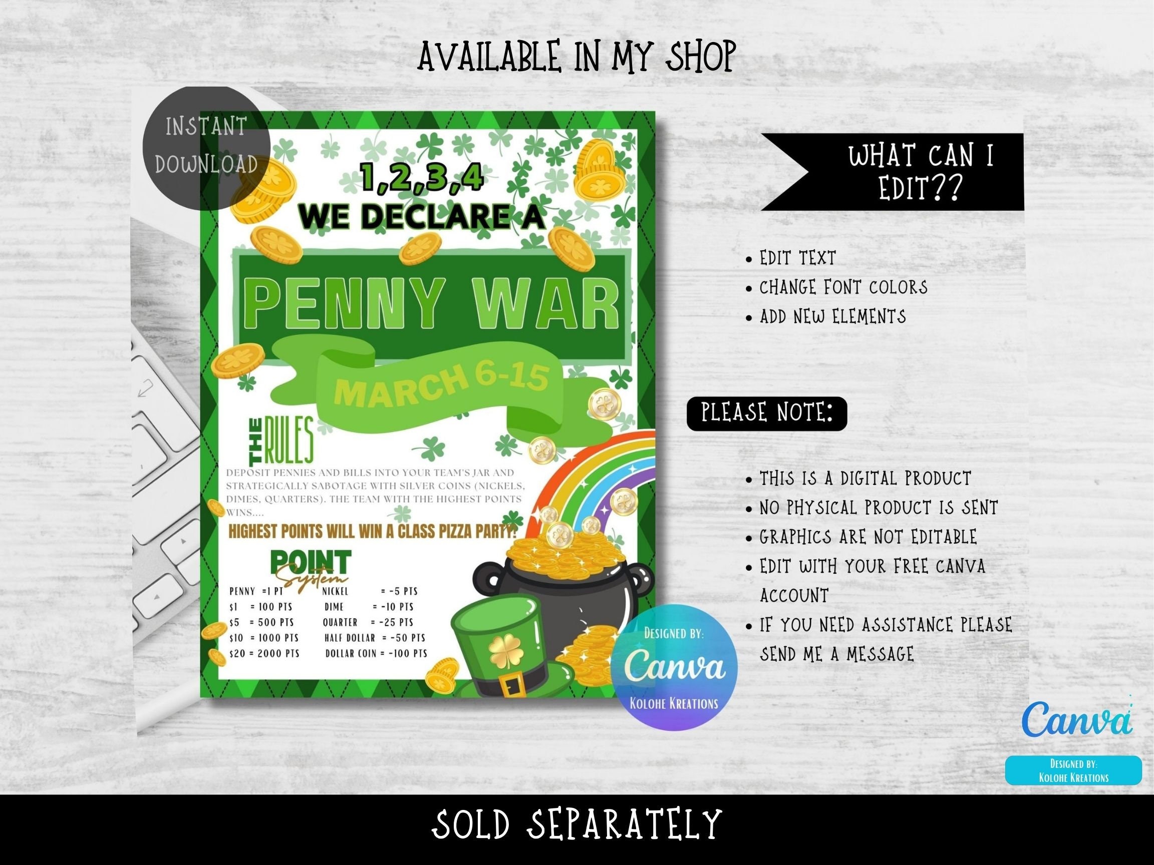 Editable Penny War Flyer Instant Download Orange Theme for School ...